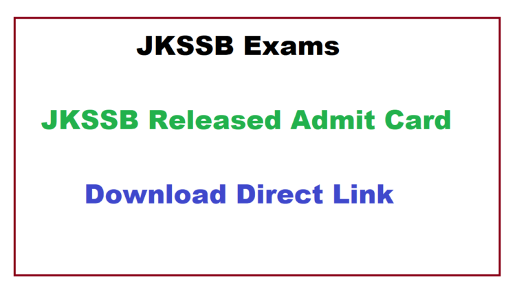 JKSSB Issued Admit Card Download - JKUpdate.in